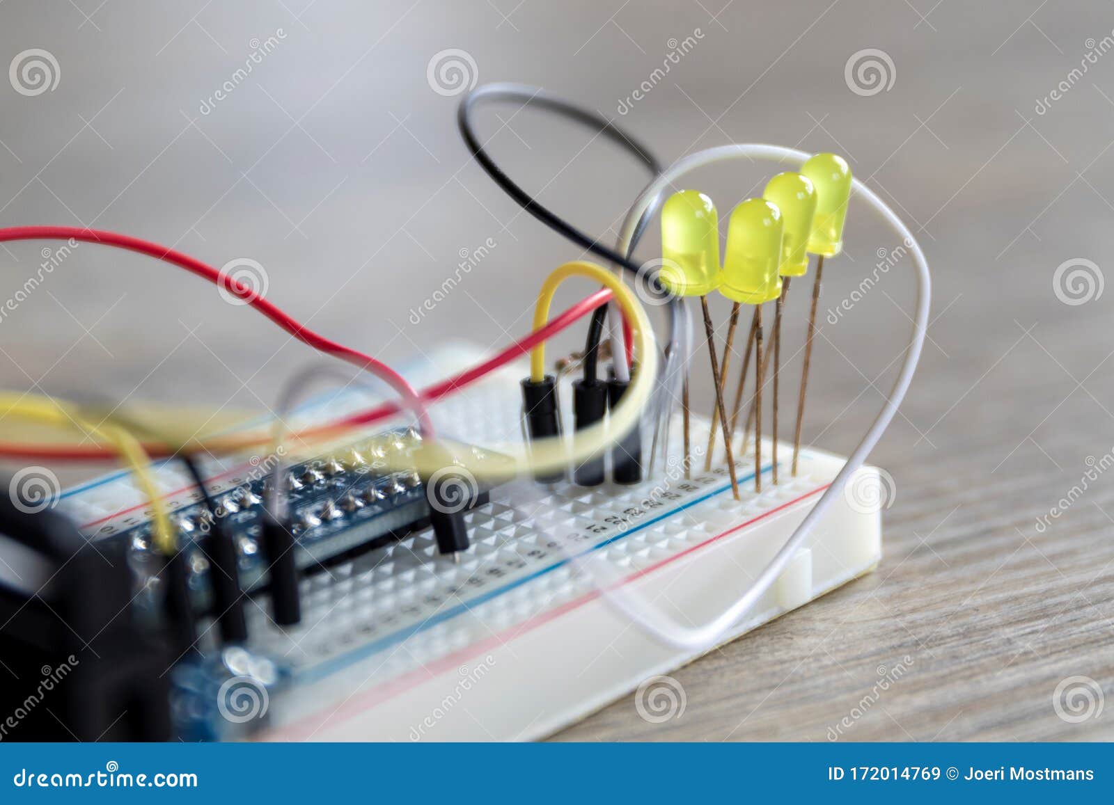 A Portrait of an Electronic Circuit of LEDS on a Breadboard with Wires ...