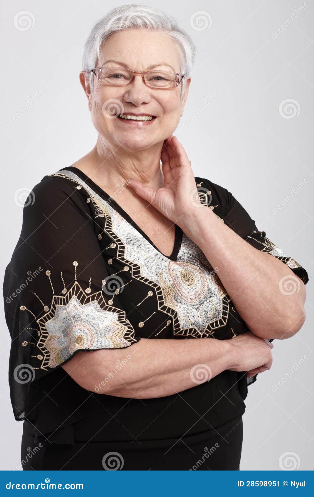 Portrait of Elegant Old Lady Smiling Stock Image - Image of female ...