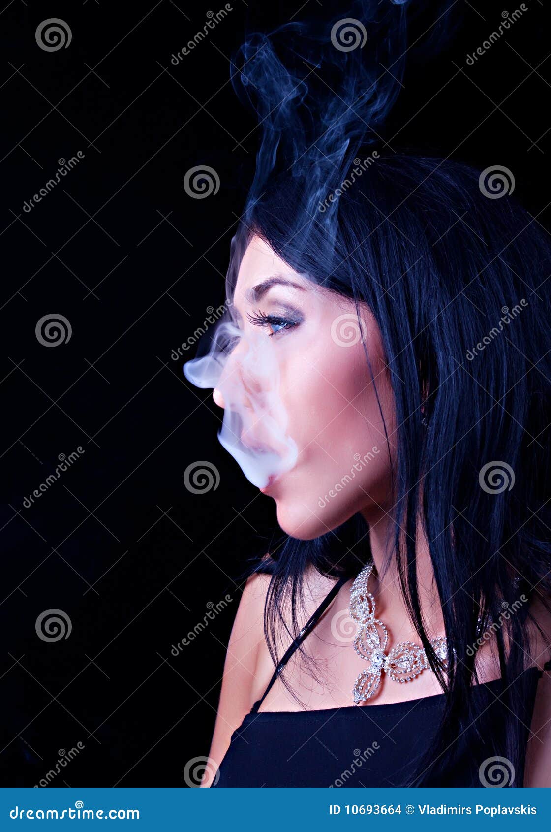 Portrait of Elegant Smoking Woman Stock Photo - Image of brunette, eyes ...