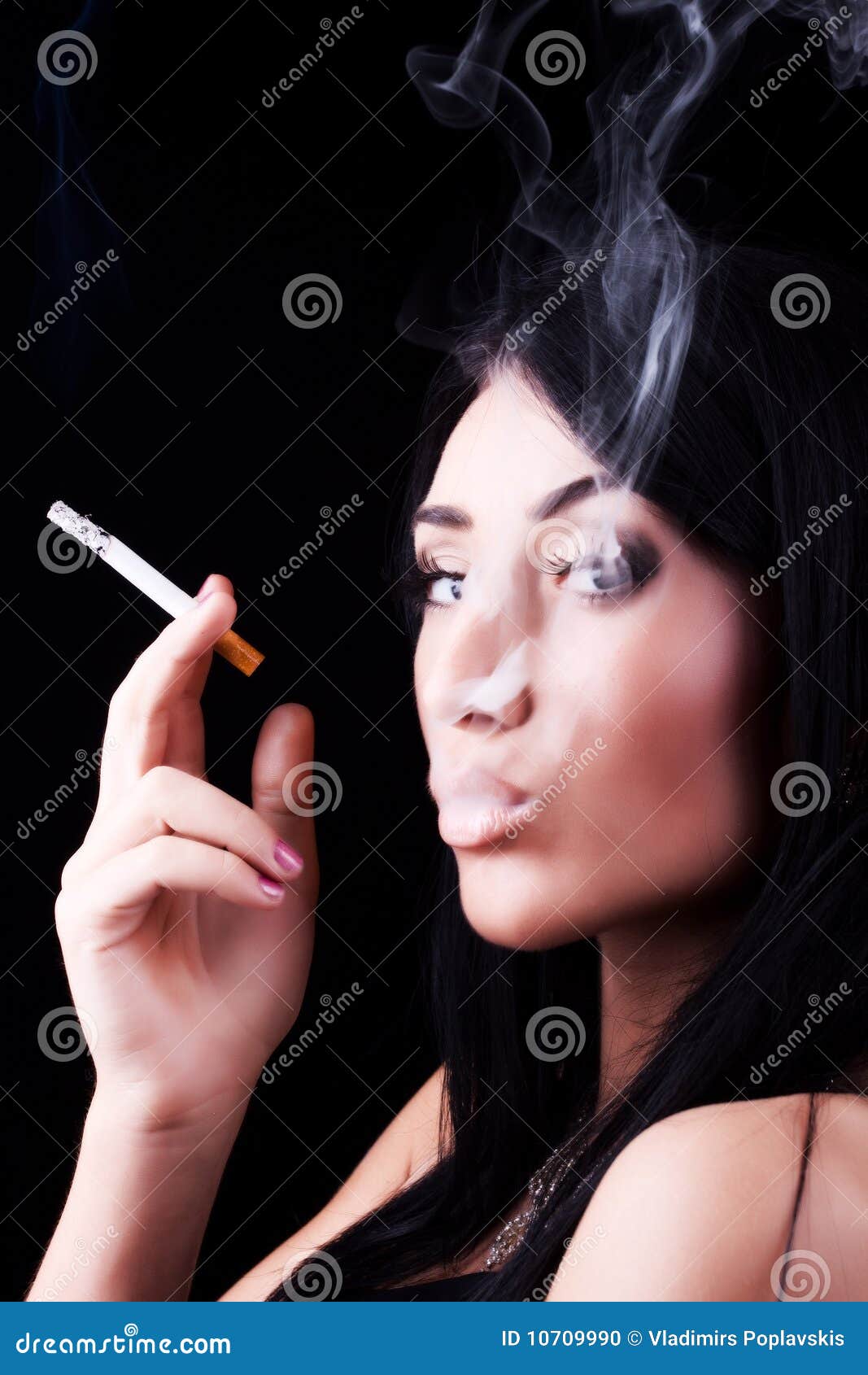 Portrait of Elegant Smoking Woman Stock Photo - Image of hands, elegant ...