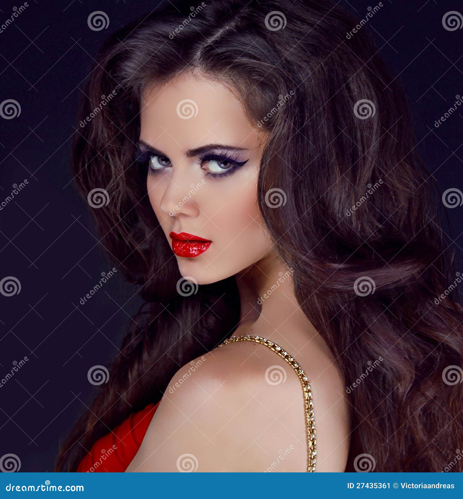 Portrait of Elegant Woman with Red Lips Stock Image - Image of girl ...