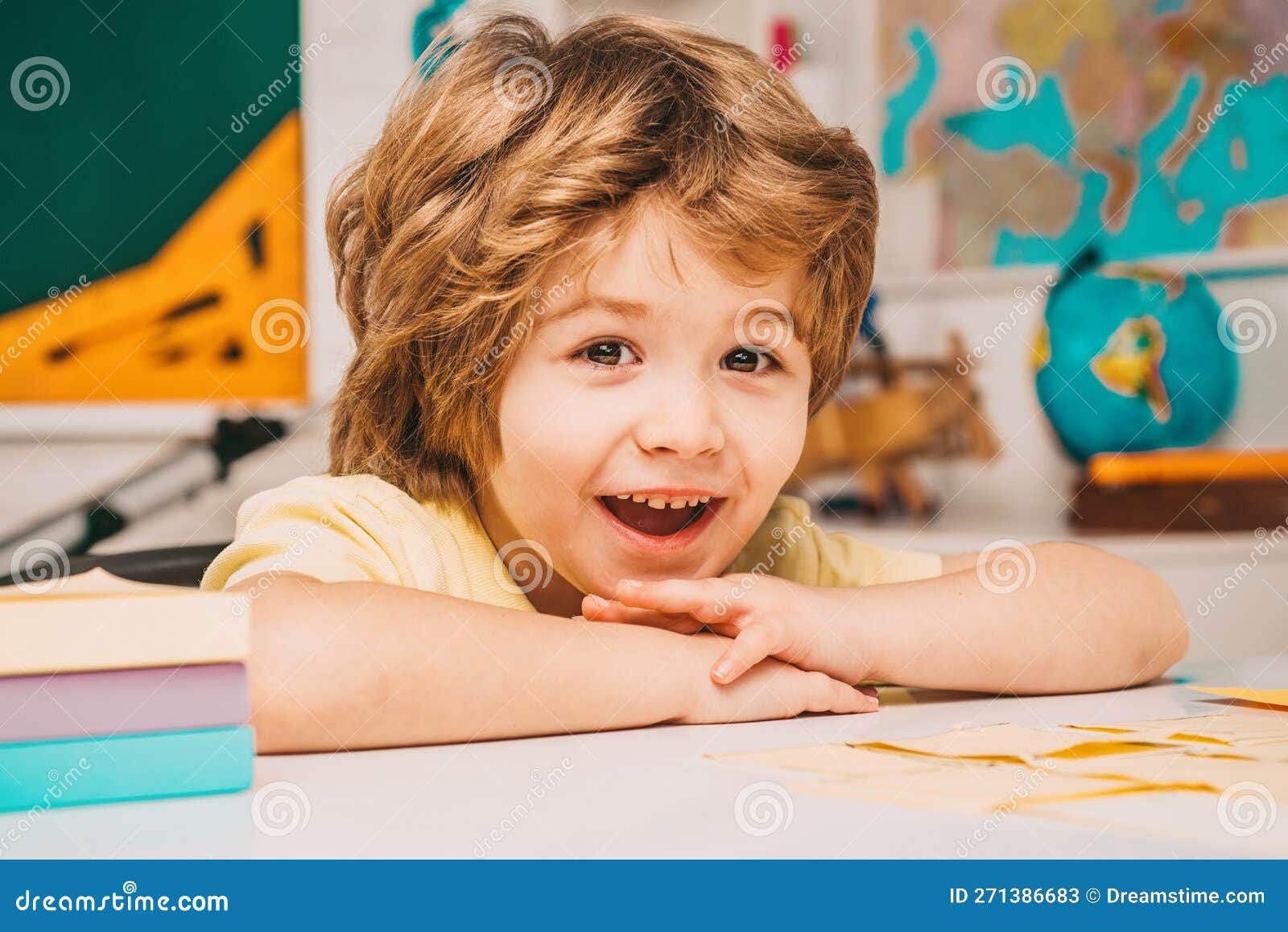 Portrait of Elementary Pupil Looking at Camera. Educational Process for ...