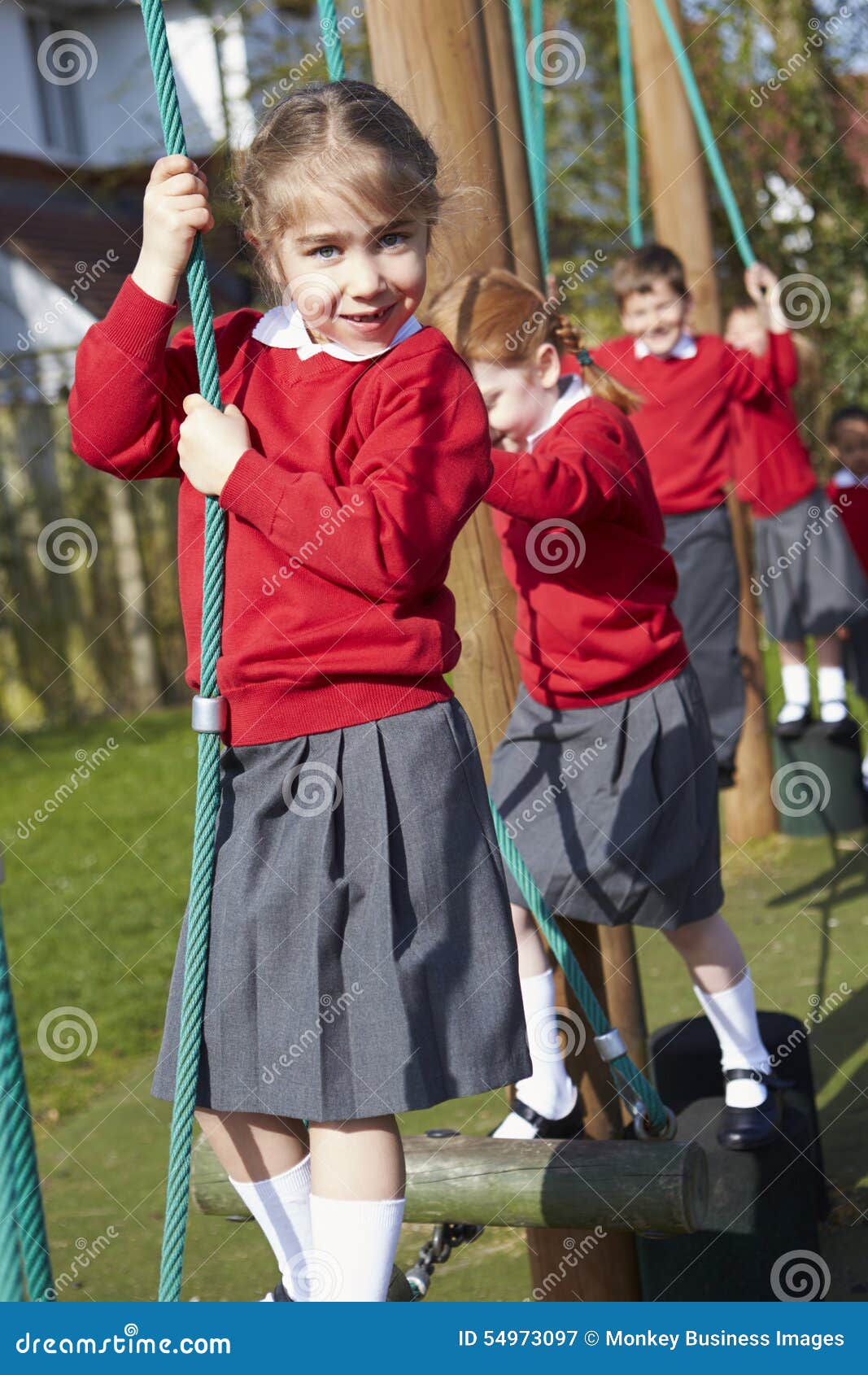 Portrait of Elementary School Pupils on Climbing Equipment Stock Image ...