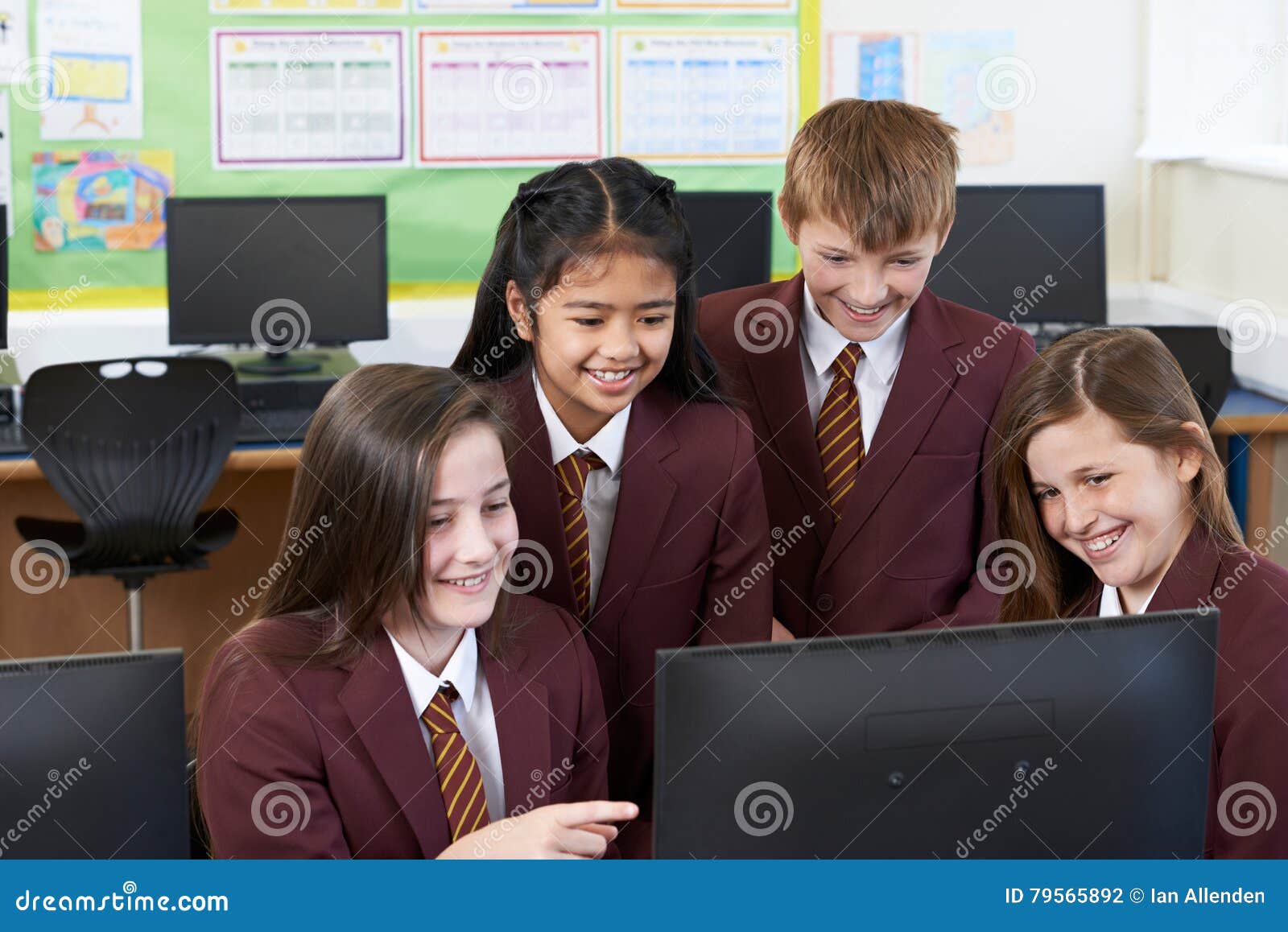 Portrait of Elementary School Pupils in Computer Class Stock Photo ...