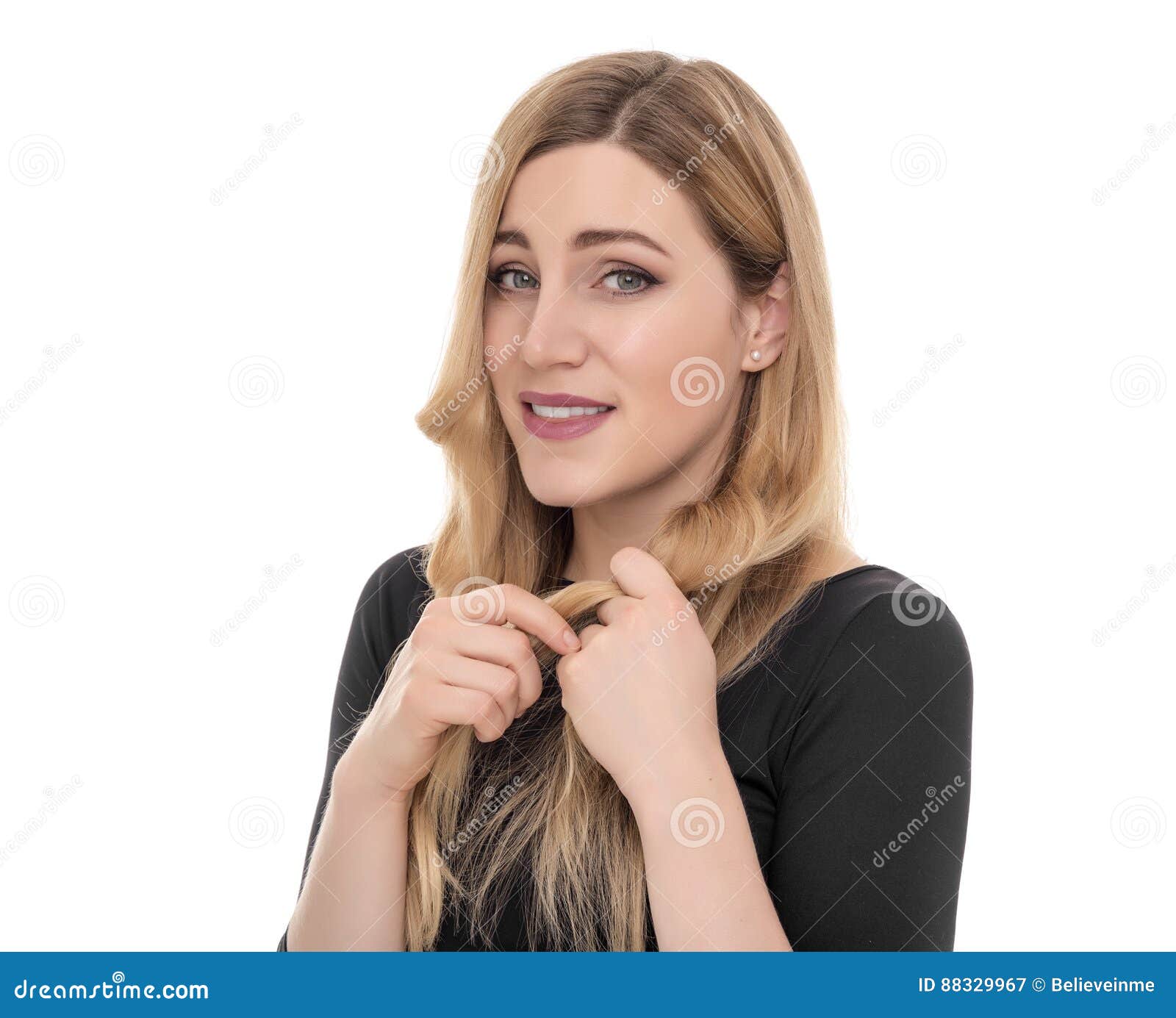 Portrait of Embarrassed Blonde. Stock Image - Image of thinking ...