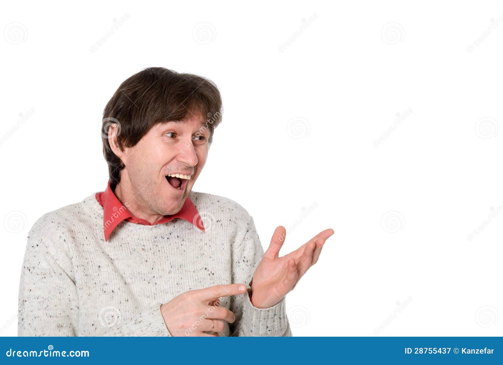 Portrait of Emotional Man Shows His Hands To the Side Stock Image ...