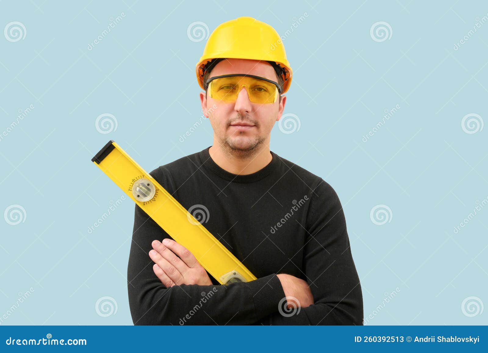 Portrait of an Engineer or Builder Looking at the Camera on a Light ...