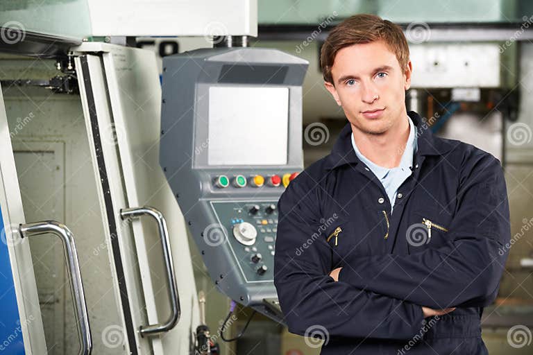 Portrait of Engineer with Computer Controlled Cutting Machine Stock ...
