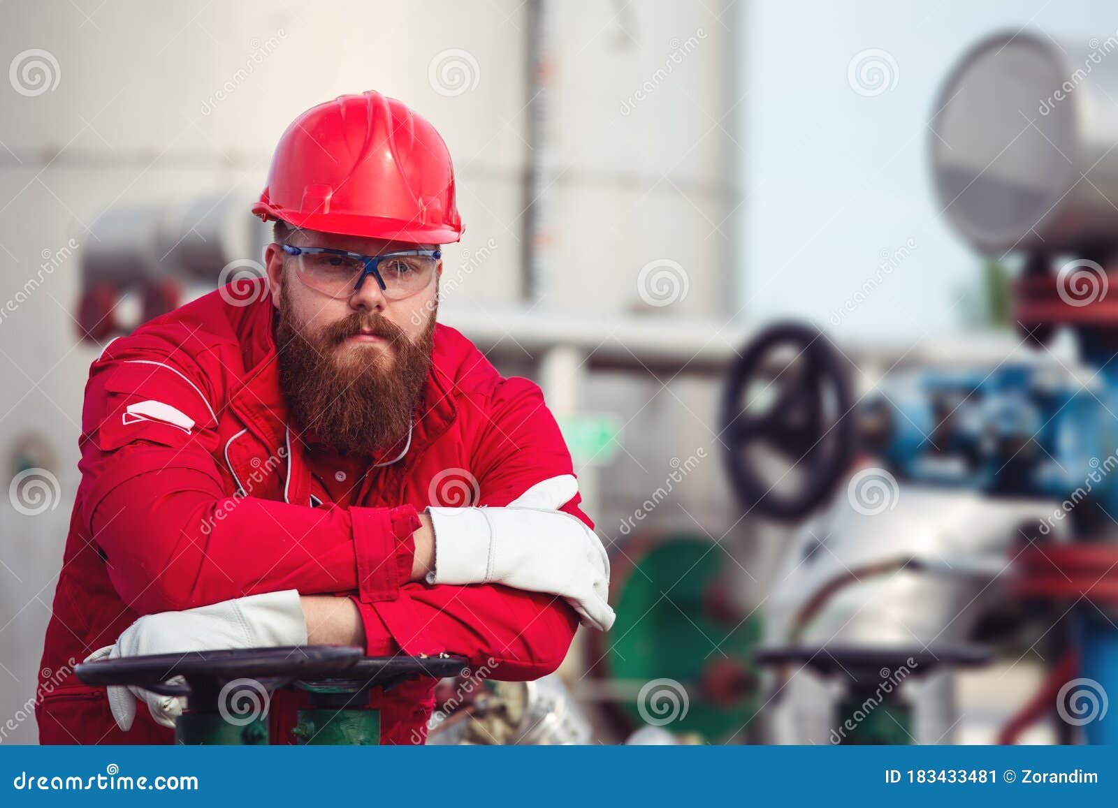 Portrait of an Engineer in Front of a Petrochemical Industry. Stock ...