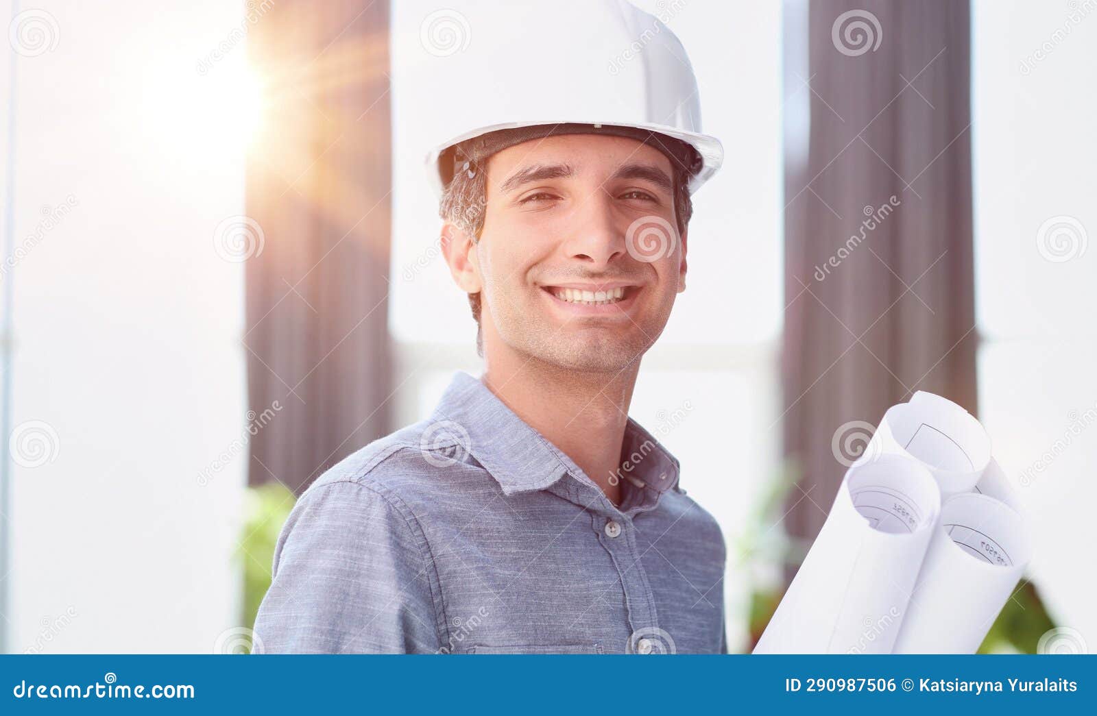 Portrait of an Engineer in a Hard Hat Posing for the Camera Stock Photo ...