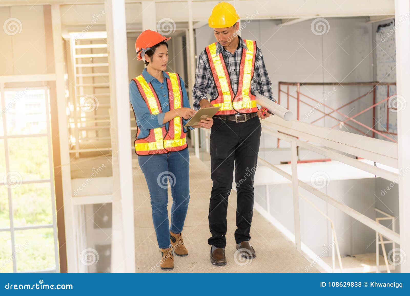 Portrait of Engineer Inspection and Construction Teamwork, Indoor ...
