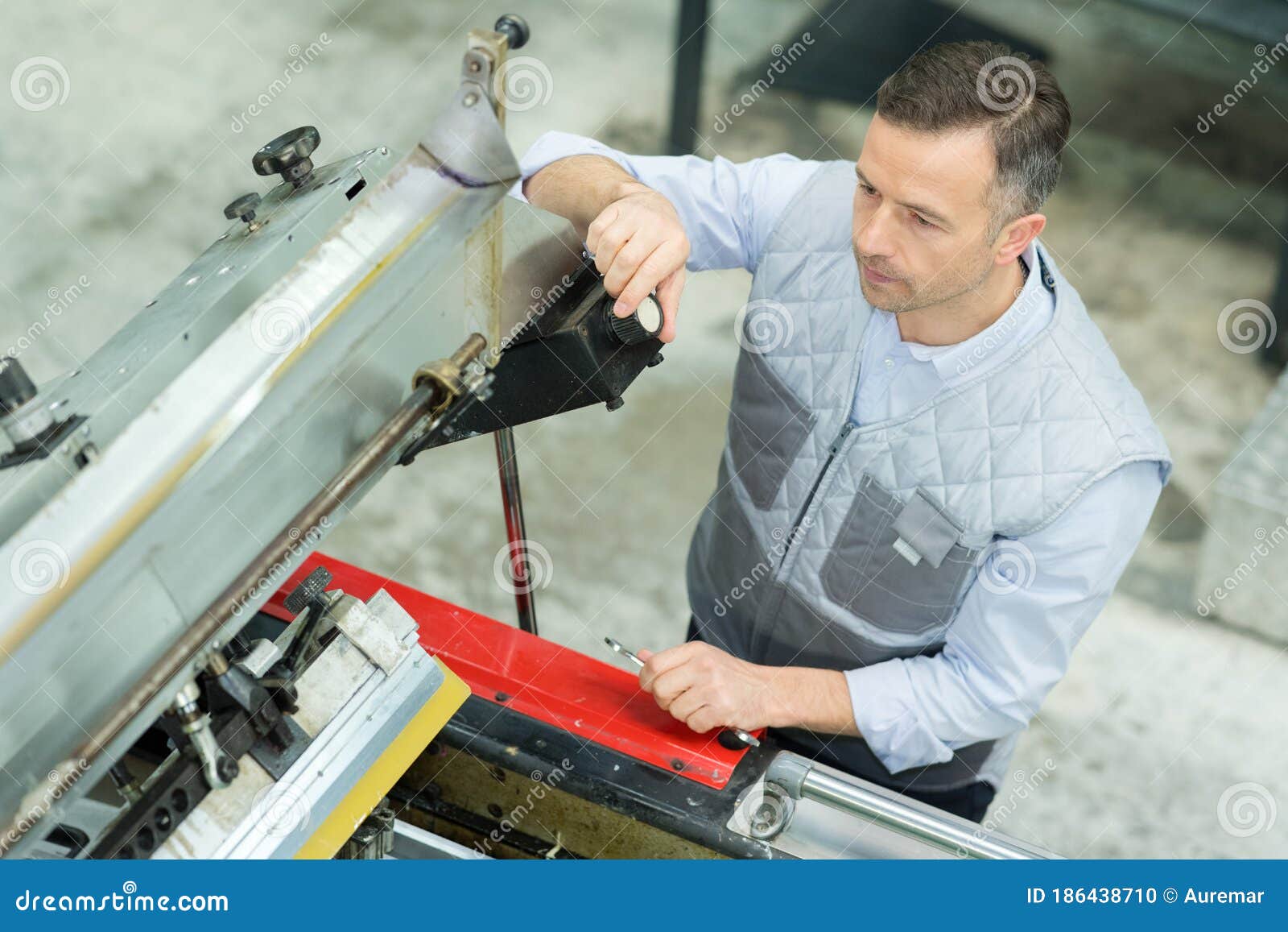 Portrait Engineer Repairing Factory Machine Stock Photo - Image of ...