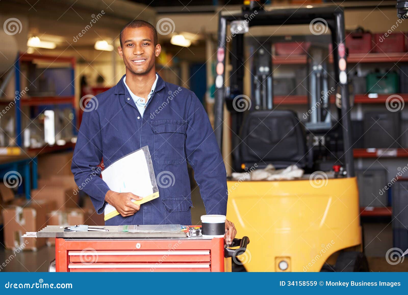 Portrait of Engineer Standing in Factory Stock Image - Image of camera ...