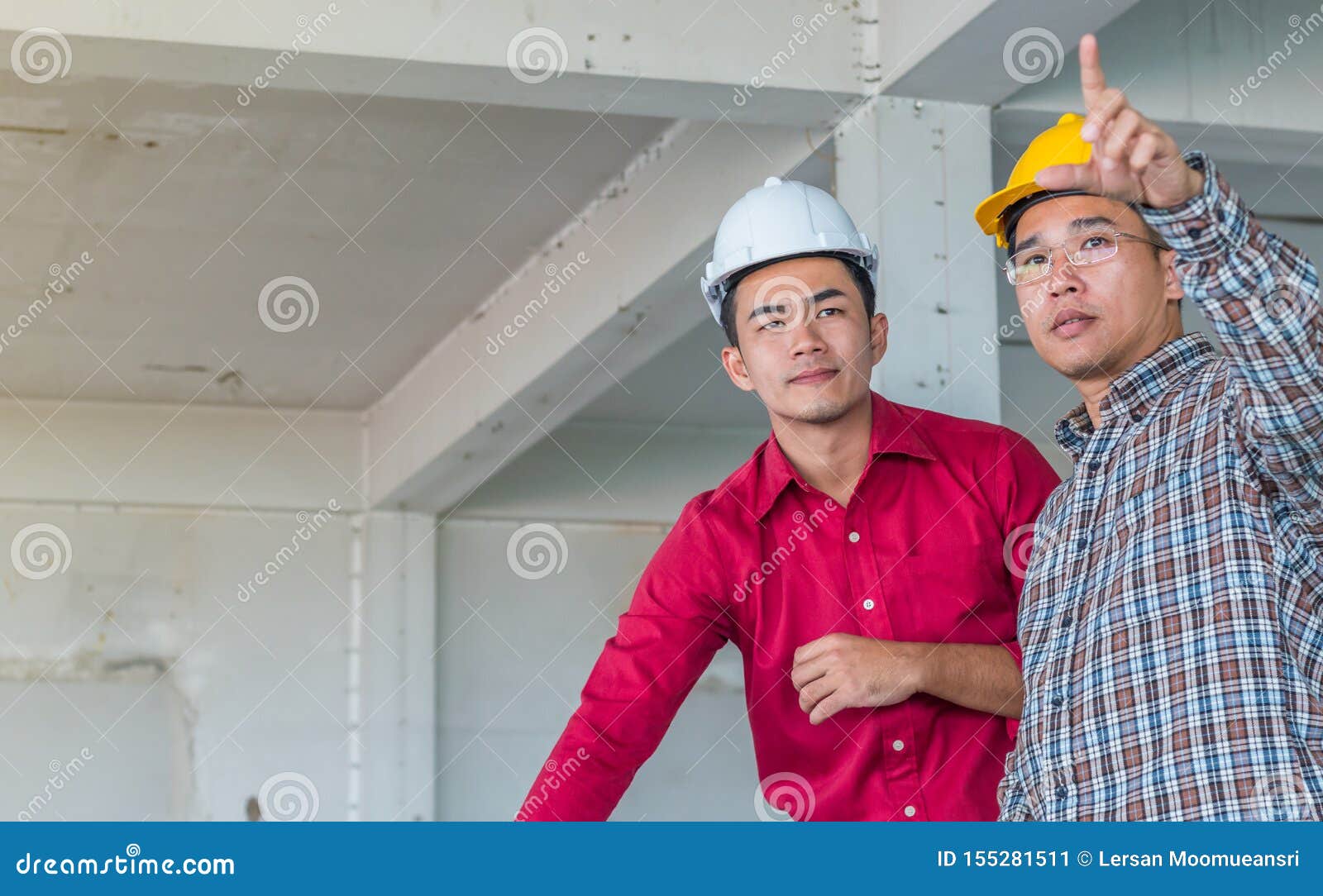 Portrait of Engineer Talking about Construction Job with Commitment To ...