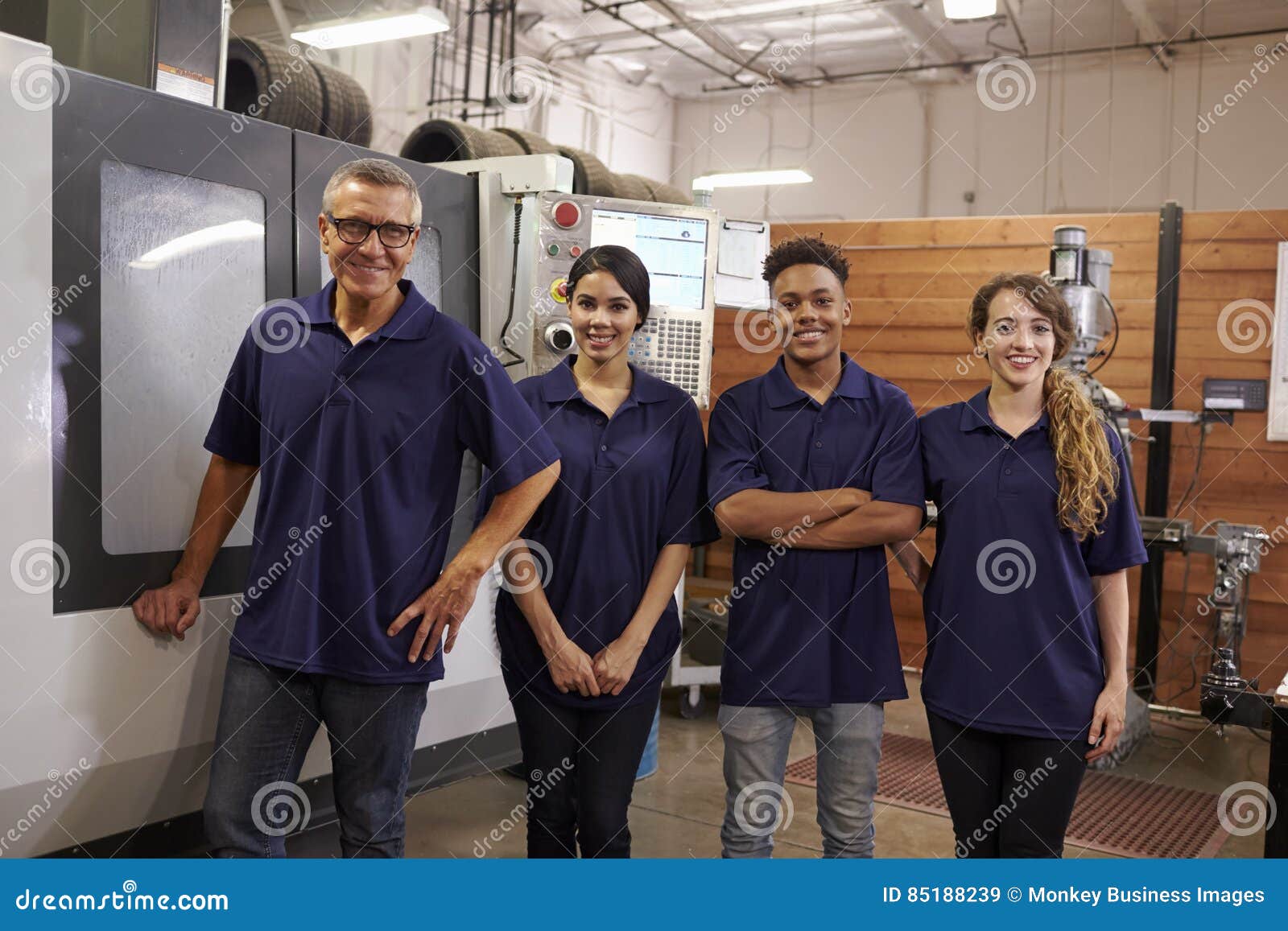 Portrait of Engineer Training Apprentices on CNC Machine Stock Image ...