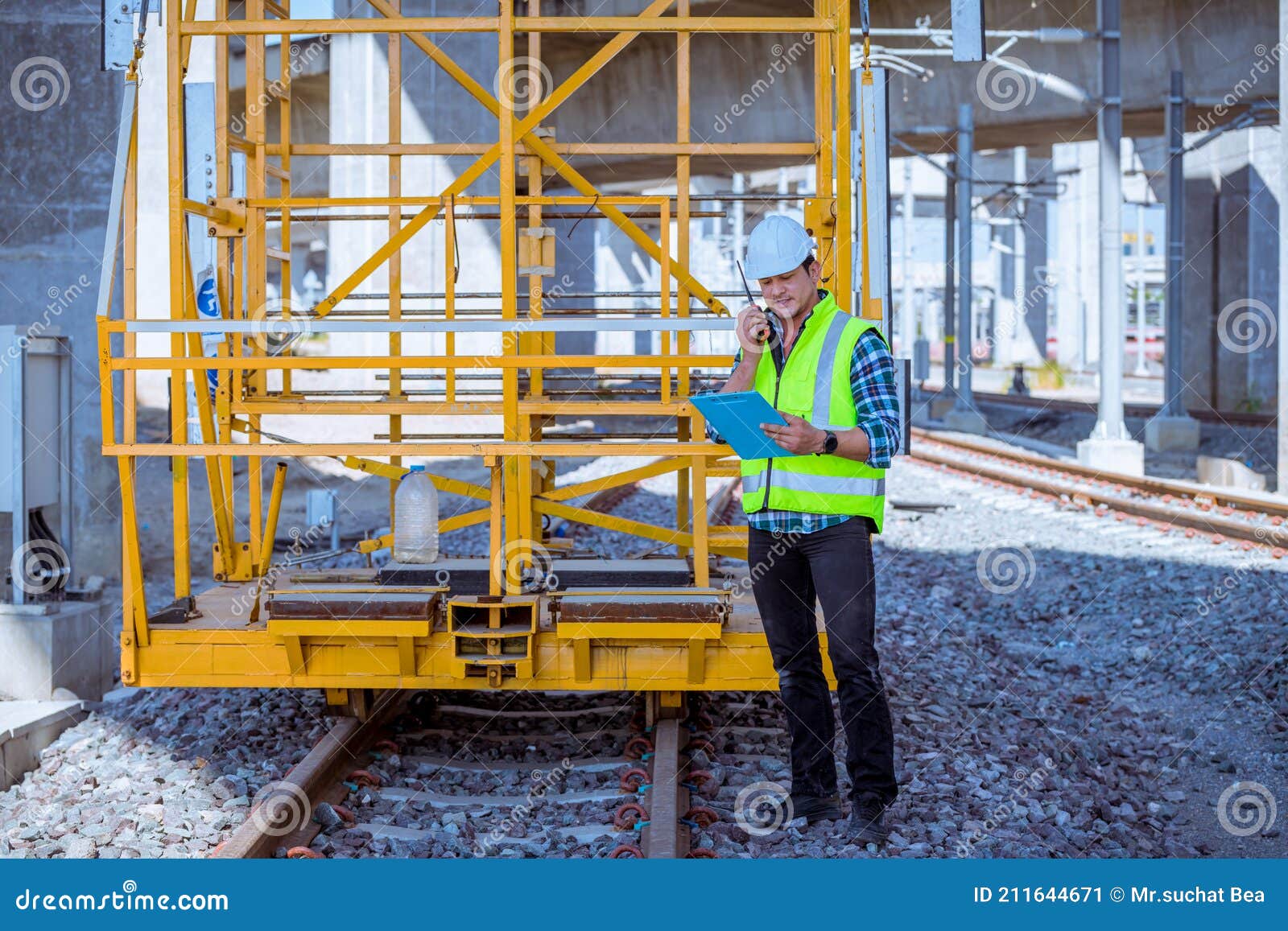 Portrait Engineer Under Inspection and Checking Construction Process ...