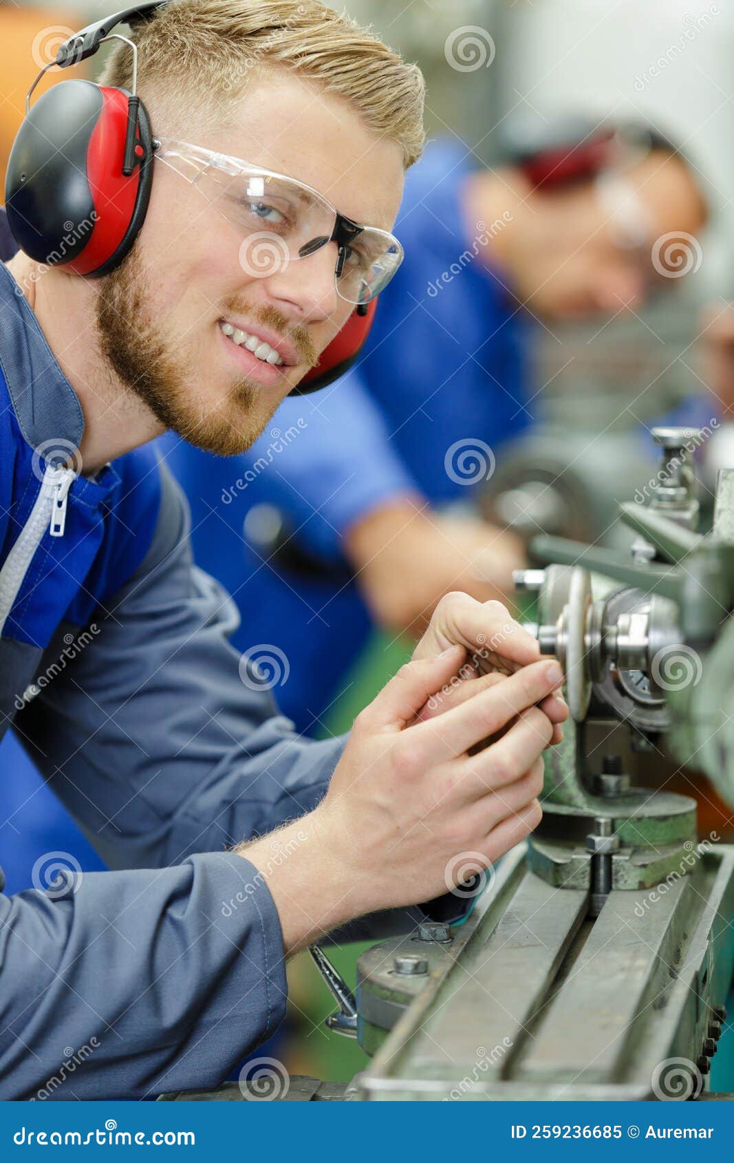 Portrait Engineer Using Machinery and Wearing Goggles Stock Image ...