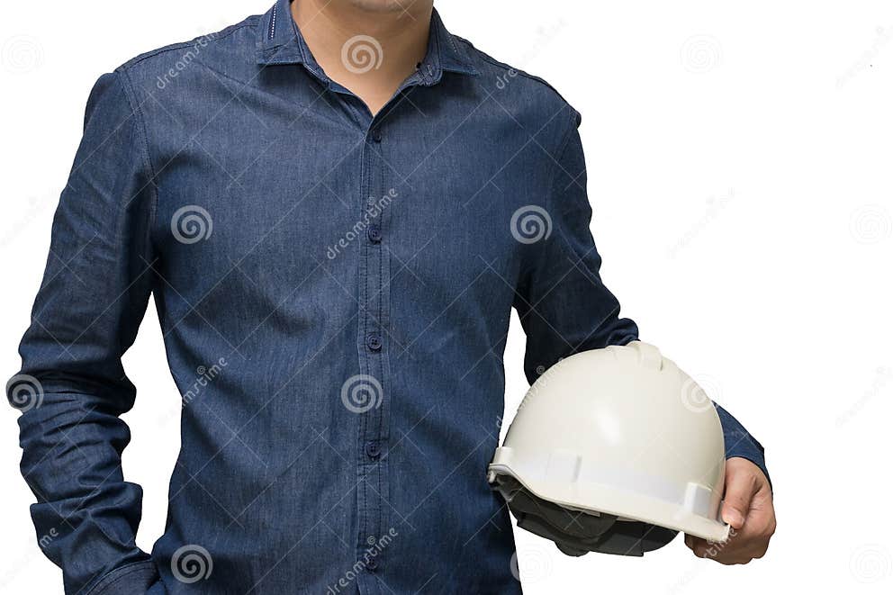 An Engineer on White Background Stock Image - Image of business, male ...