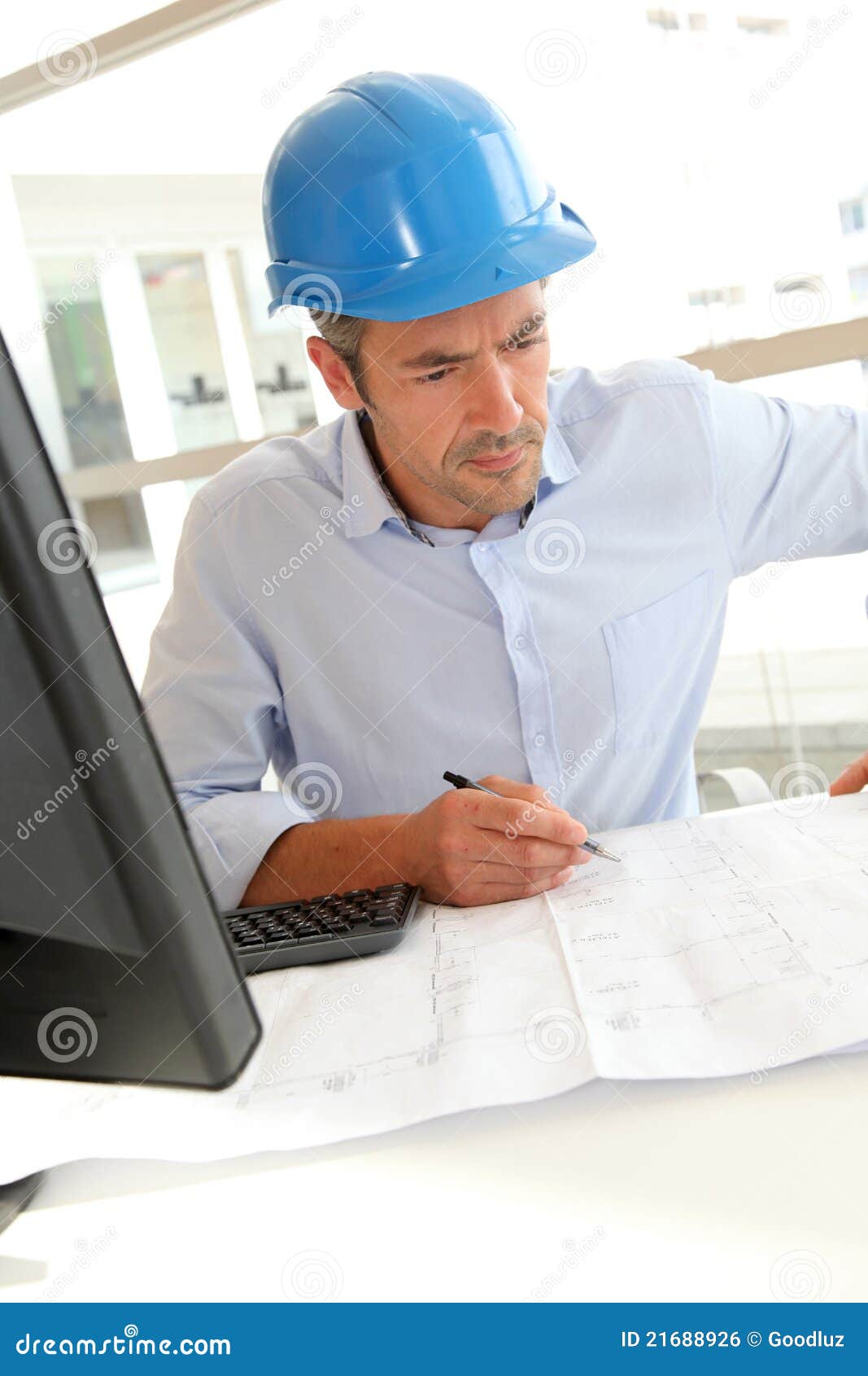 Portrait of Engineer at Work Stock Photo - Image of hair, engineering ...