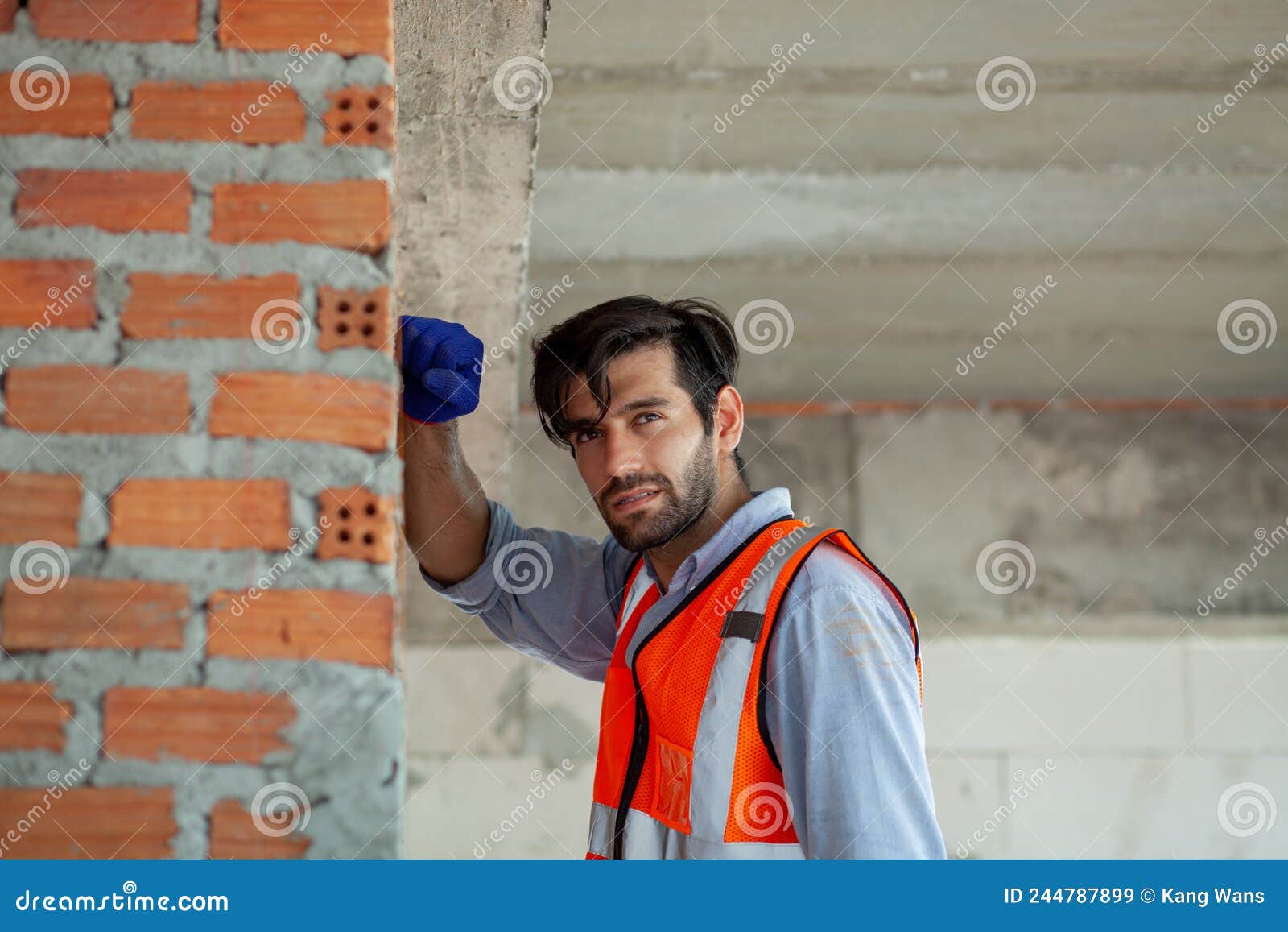 Portrait Engineer Working Hard at a Construction Site. Working Way in ...