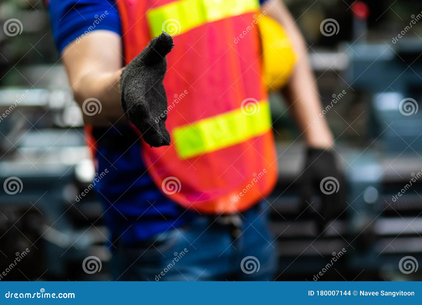 Portrait Engineering Man Giving Handshake at Machine for Steel ...