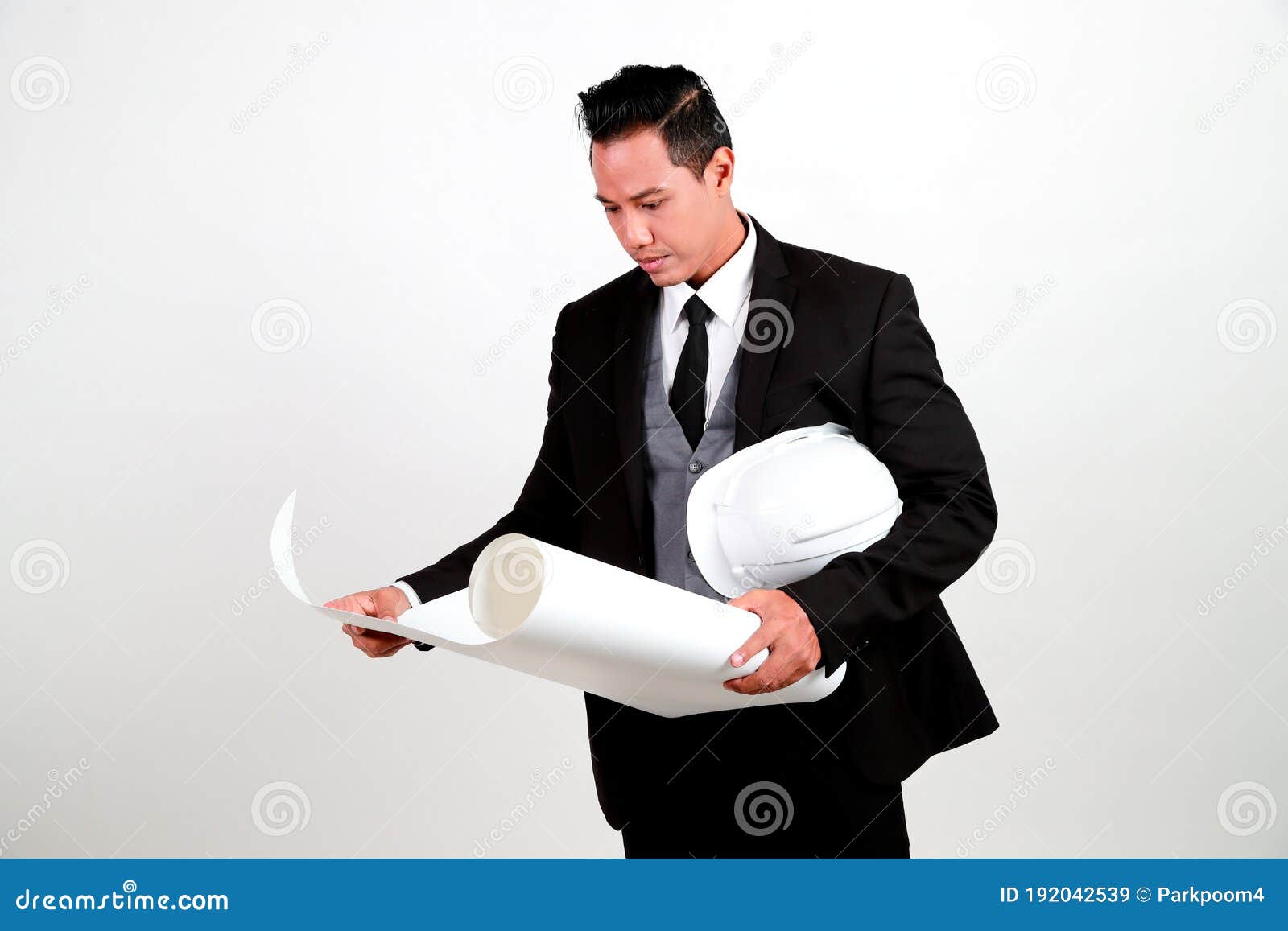 Portrait Engineering Man Isolated and White Background Stock Image ...