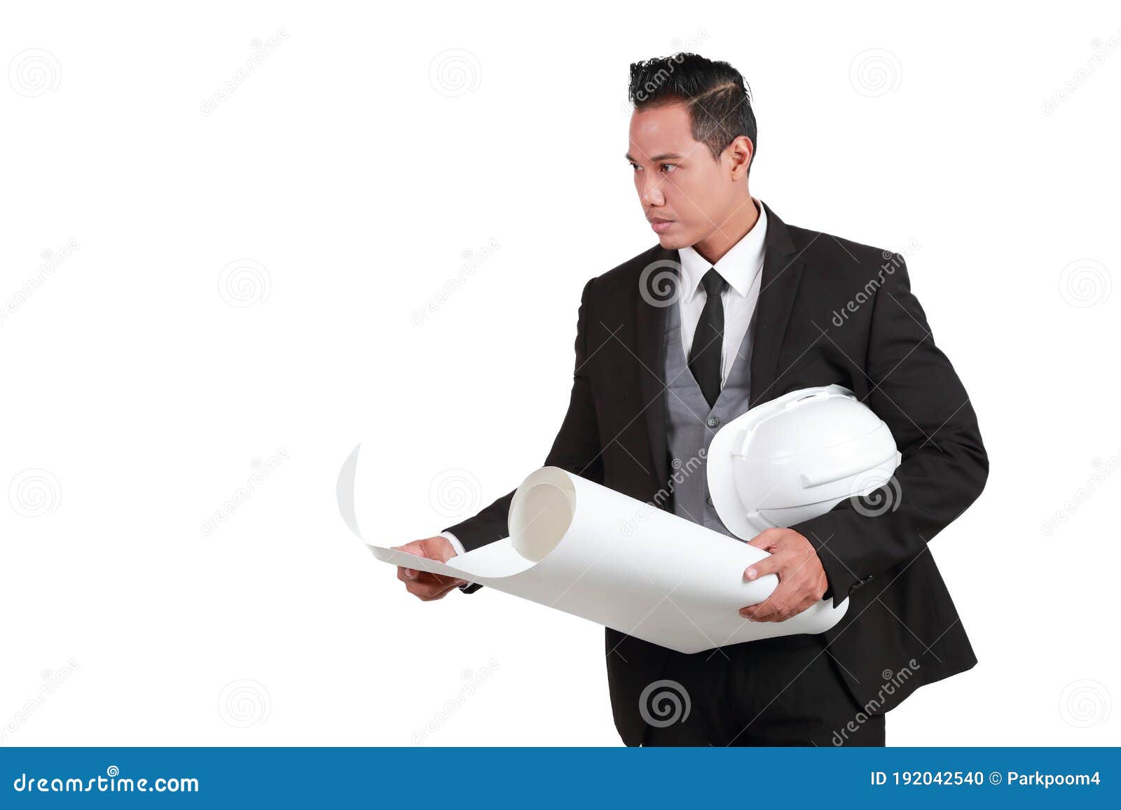 Portrait Engineering Man Isolated and White Background Stock Photo ...