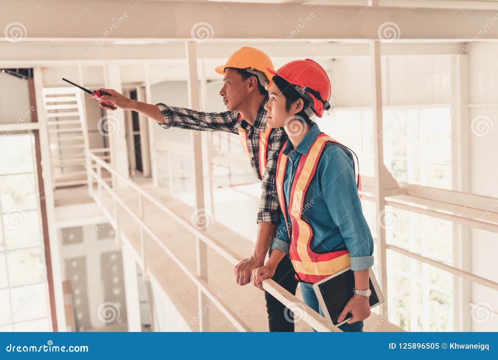 Portrait of Engineering Teamwork are Visit and Inspection Their Stock ...