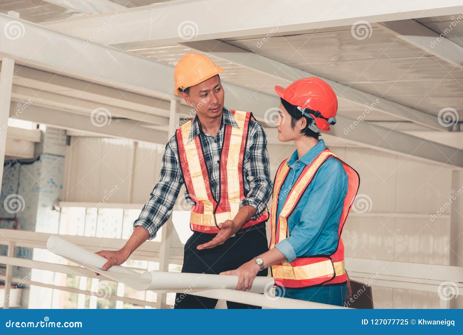 Portrait of Engineering Teamwork are Visit and Inspection Their Stock ...