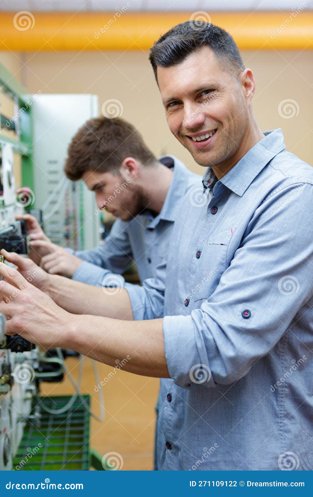 Portrait Engineers Testing Panel Stock Photo - Image of engineer ...