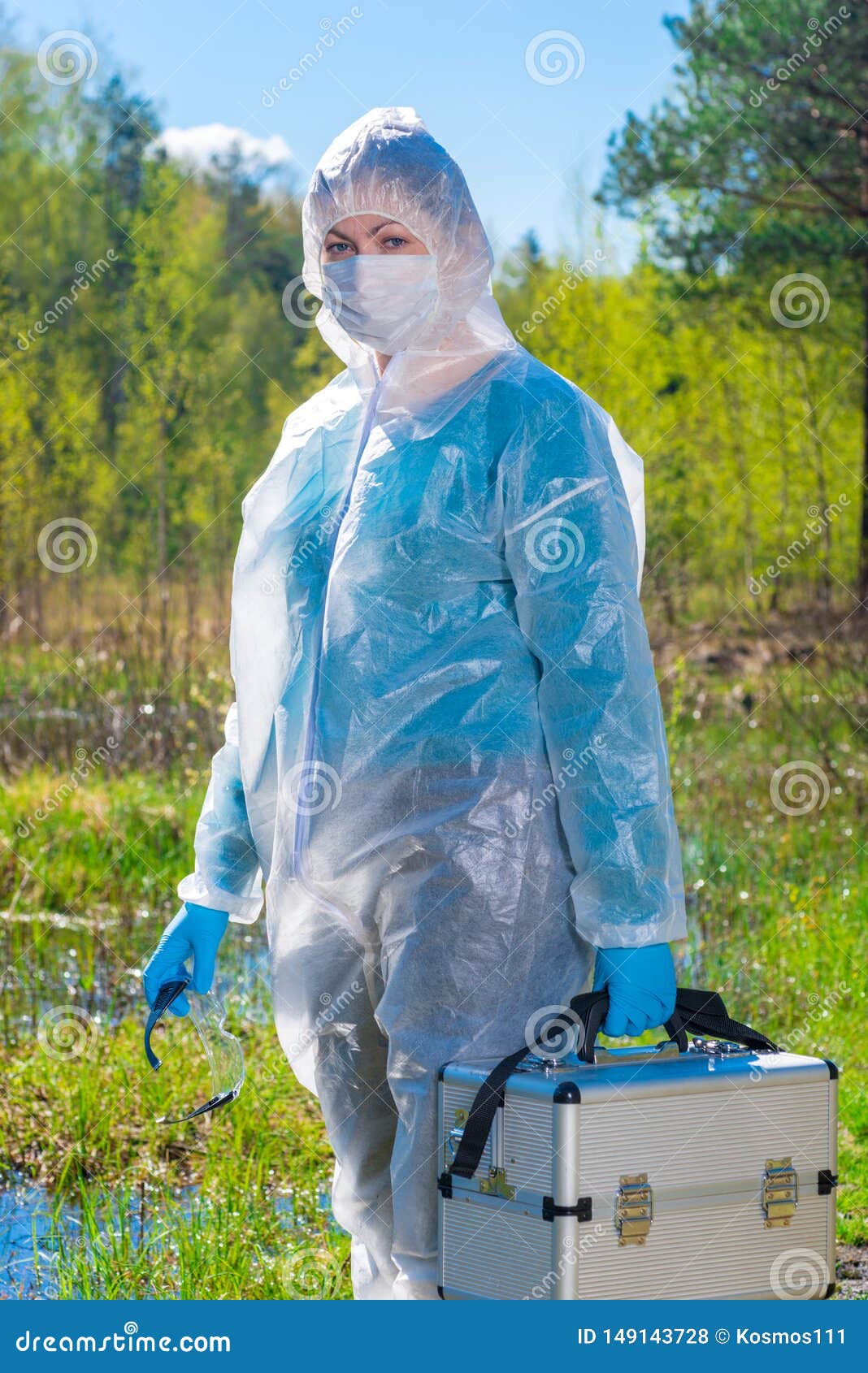 Portrait of an Environmentalist at the Lake with Equipment Stock Photo ...
