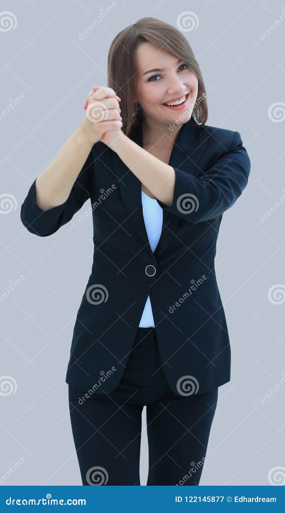 Portrait of Excited Business Woman Raising Hand on White Stock Image ... Portrait of Excited Business Woman Raising Hand on White Stock Image ...