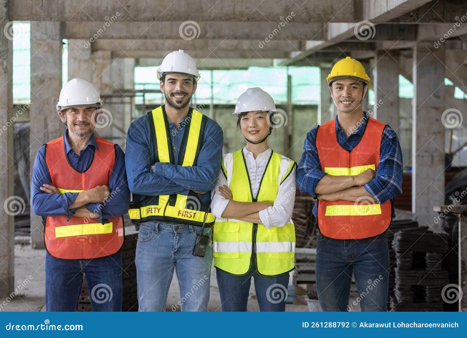 Portrait of Experienced Diversity Team of Engineer, Architect, Worker ...