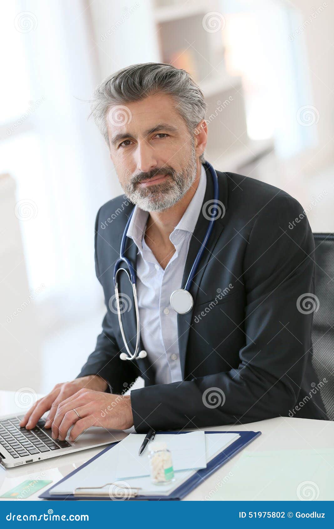 Portrait of Experienced Doctor at Office Stock Photo - Image of smile ...