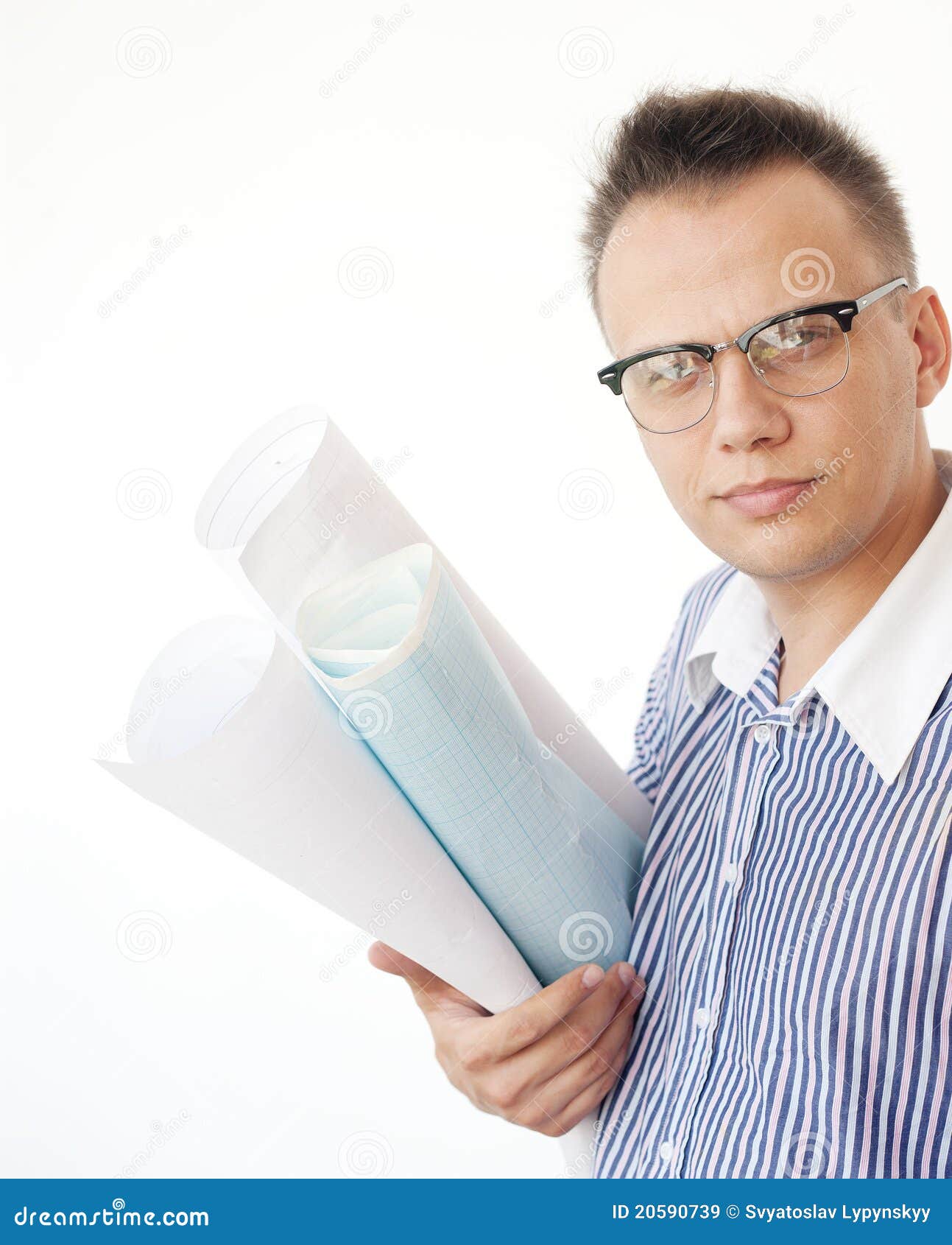 Portrait of Expert with Blueprints Stock Image - Image of expert ...
