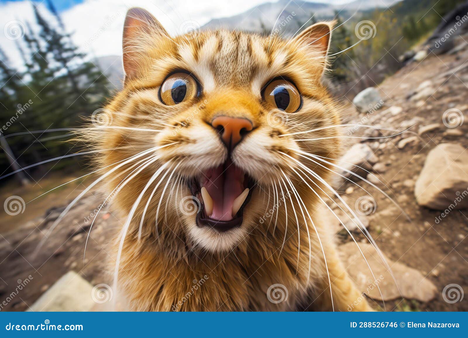 Portrait of an Expressive Cat with an Impudent Look and an Open Mouth ...