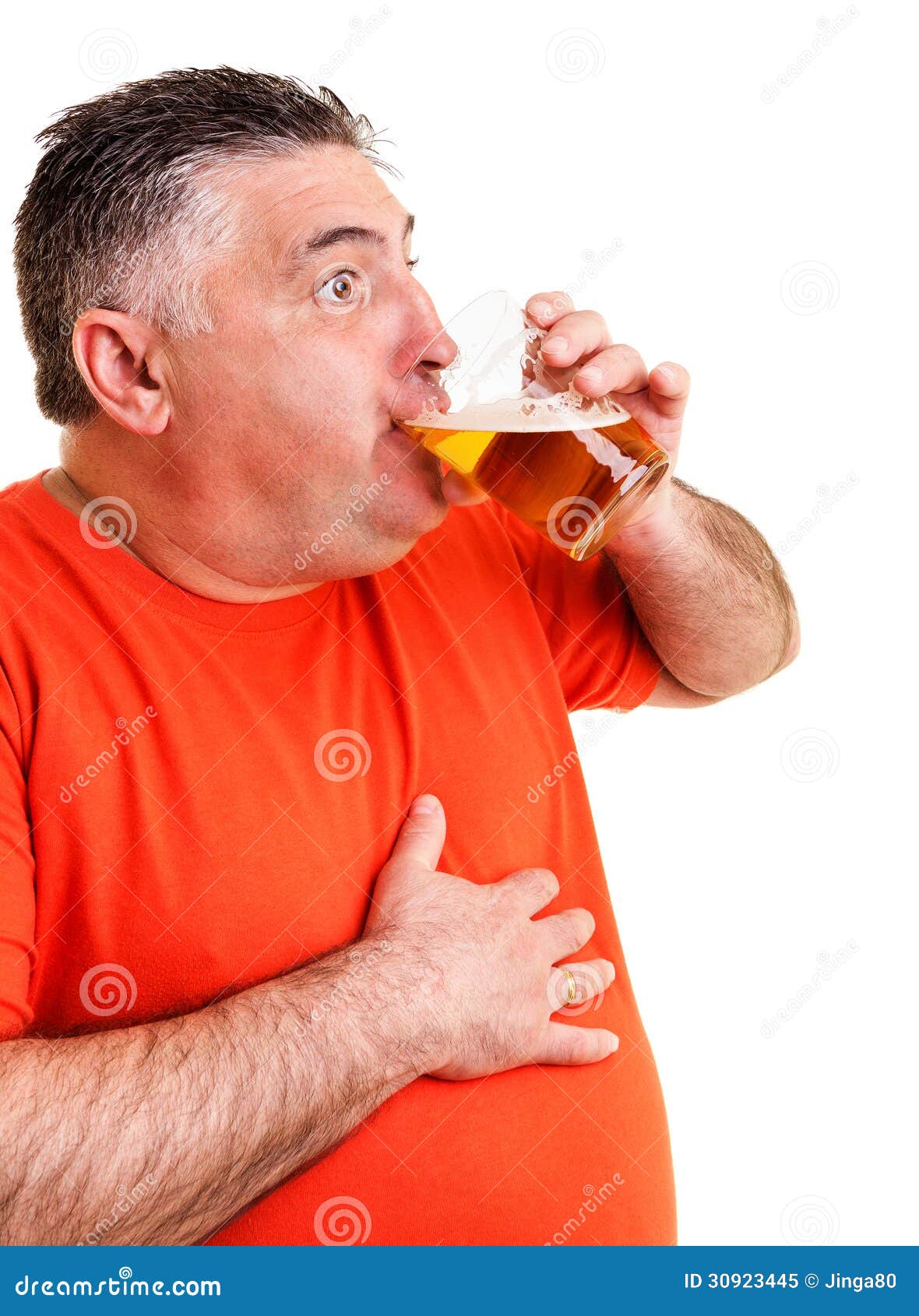 Portrait of an Expressive Fat Man Drinking Beer Stock Image - Image of ...