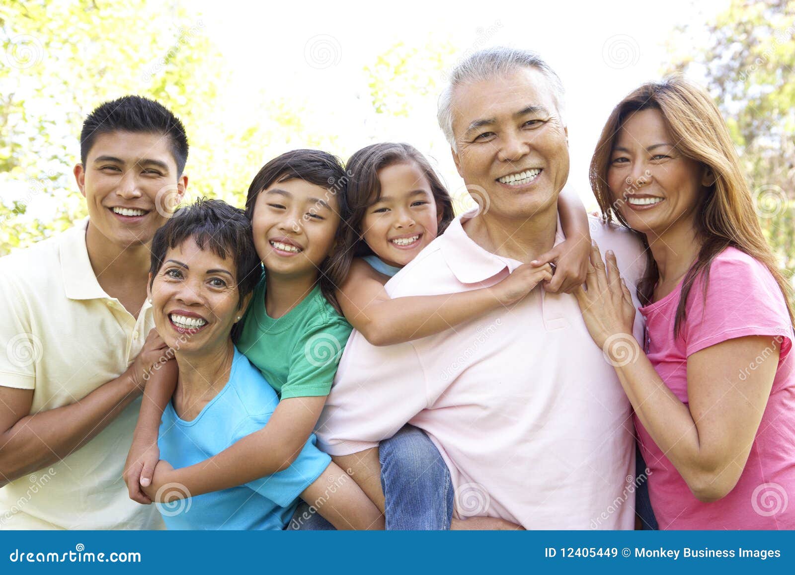 Portrait of Extended Family Group in Park Stock Image - Image of garden ...