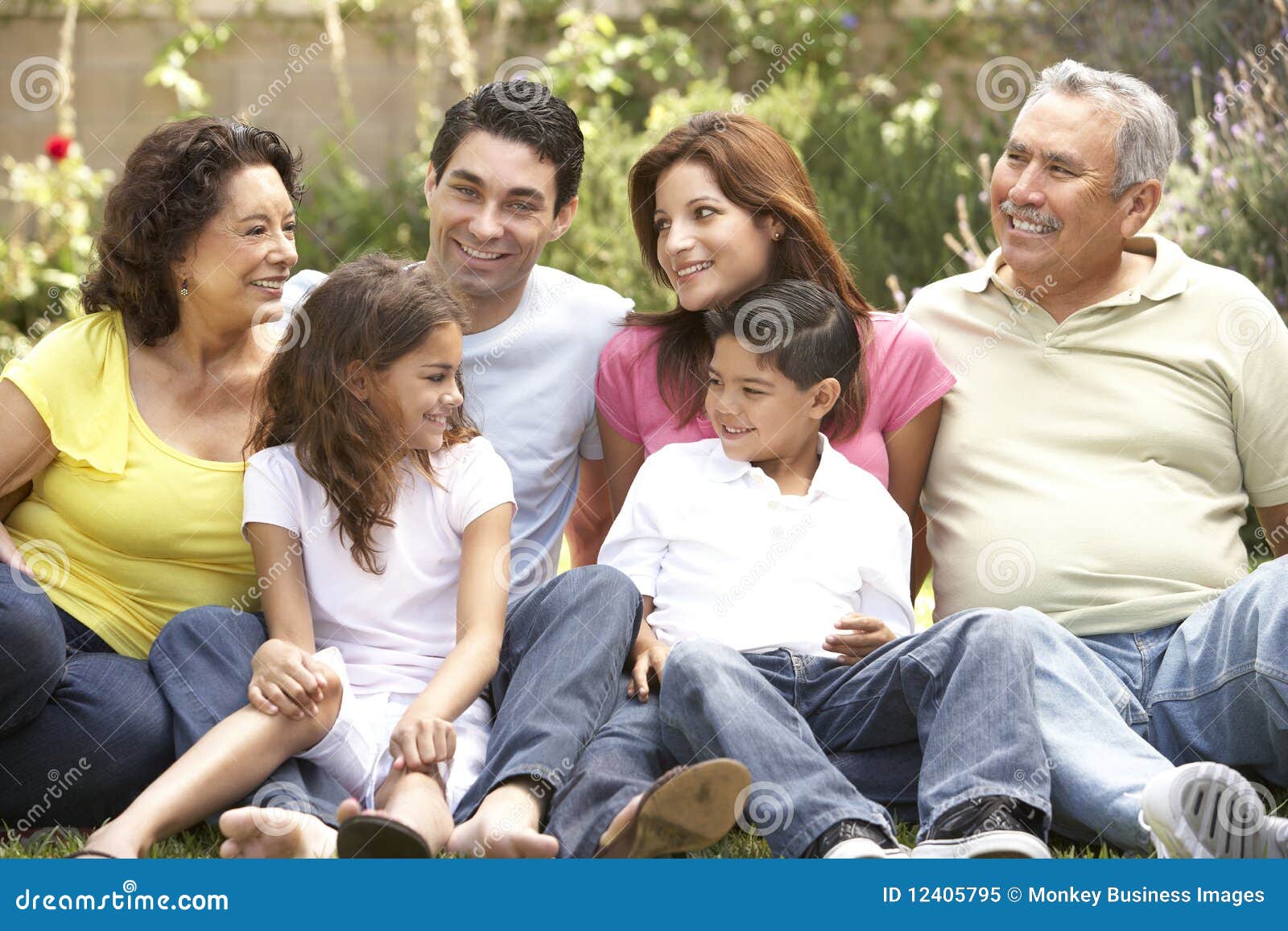 Portrait of Extended Family Group in Park Stock Image - Image of father ...