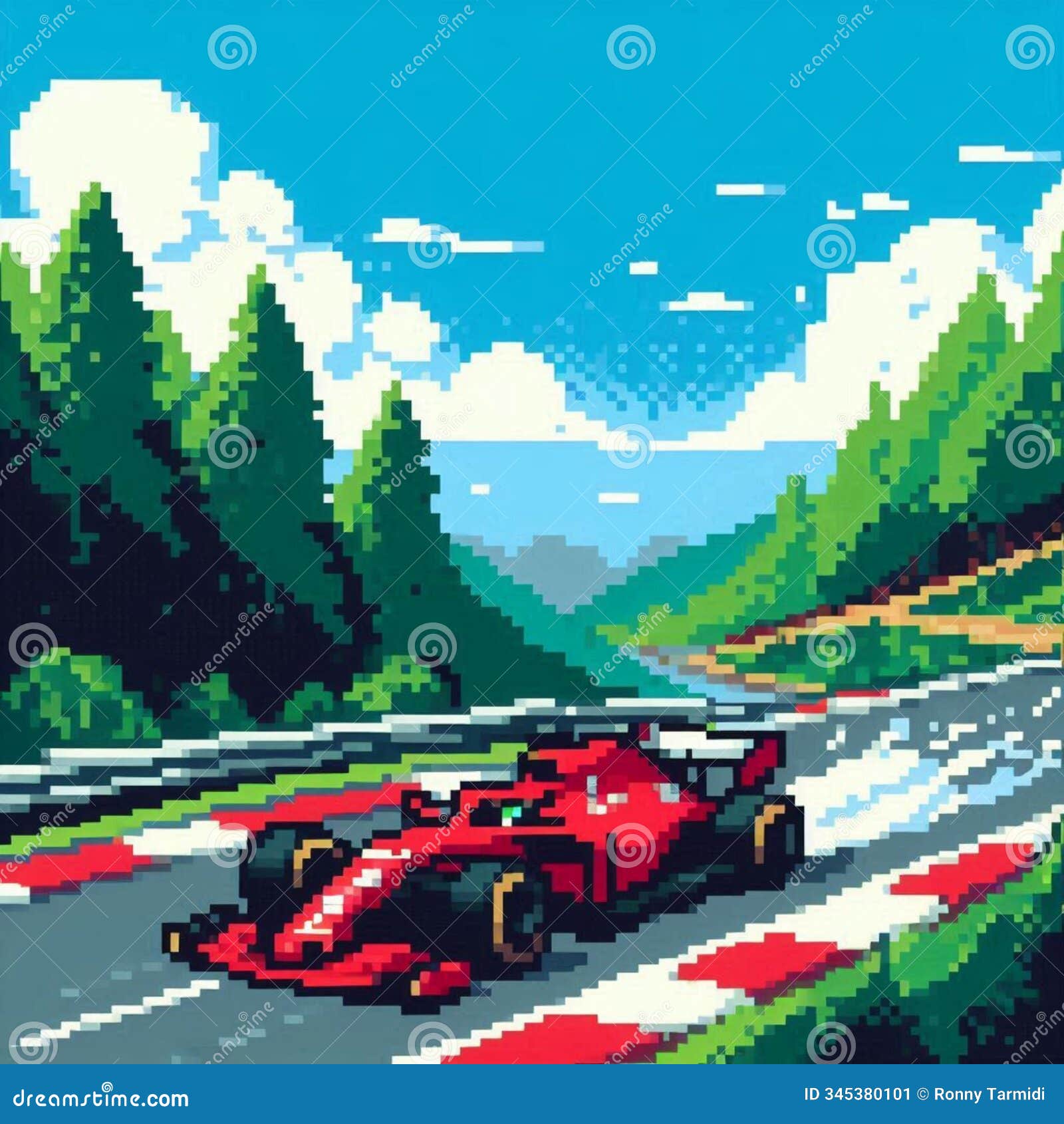 Portrait of an F1 Car Racing, Pixel Art Stock Illustration ...