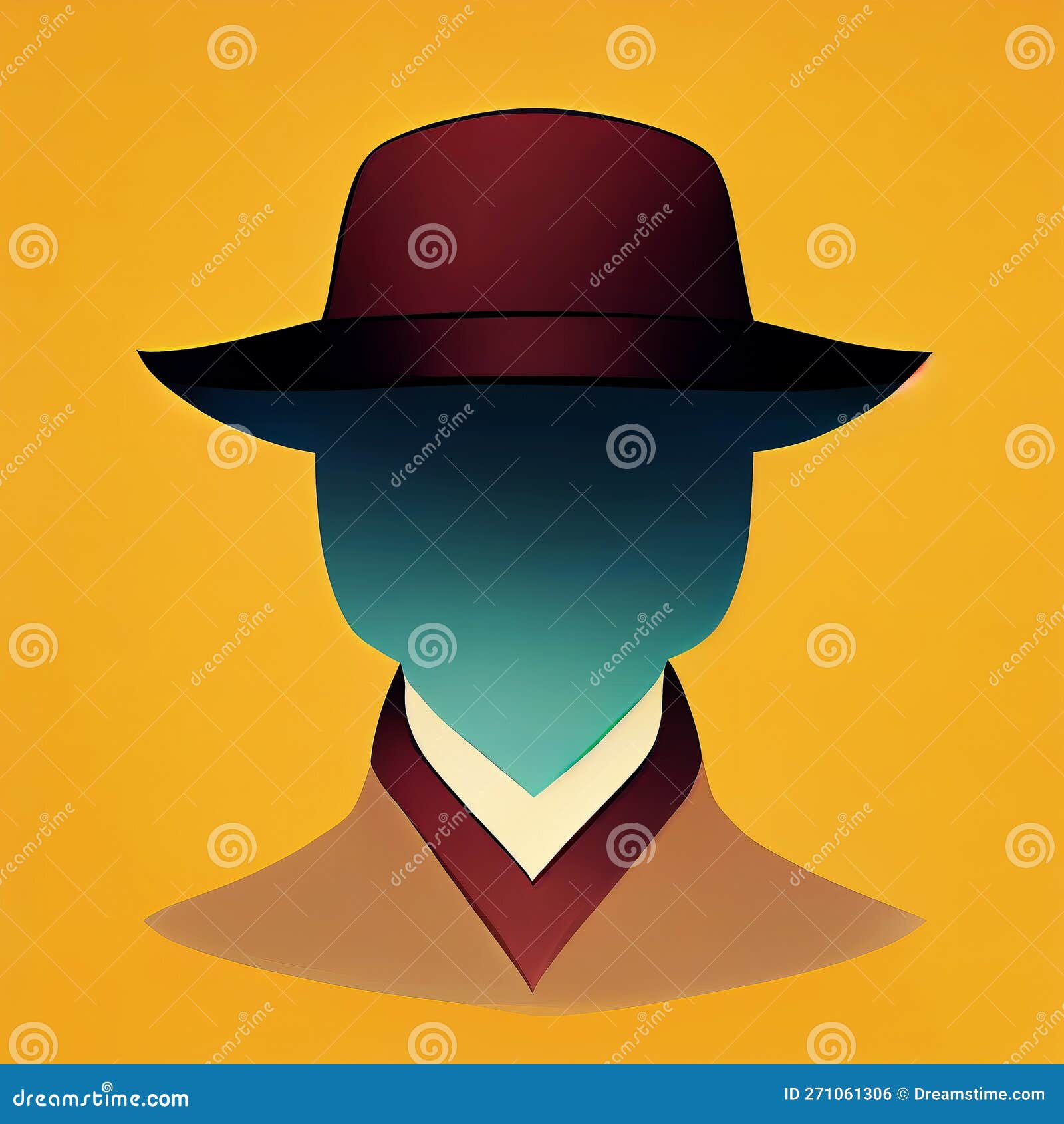 Portrait of a Faceless Man in a Hat. Flat Illustrated Template. AI ...