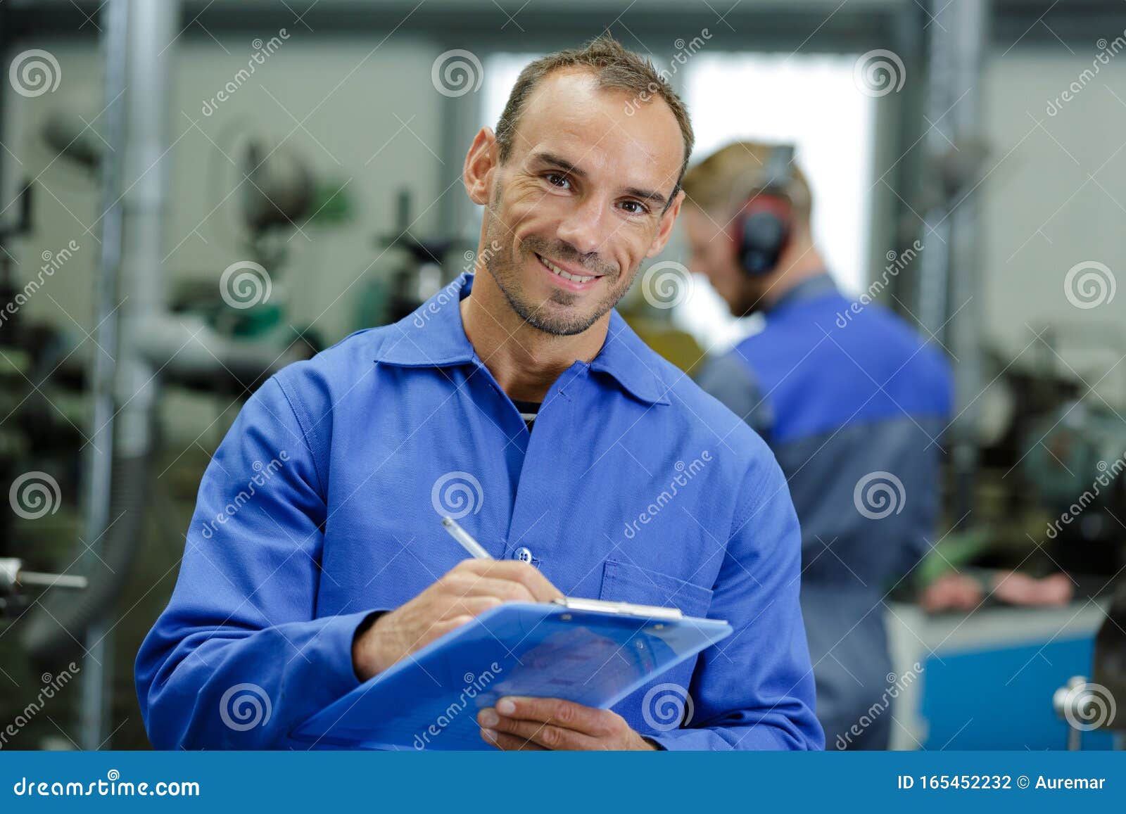 Portrait Factory Supervisor Holding Clipboard Stock Photo - Image of ...