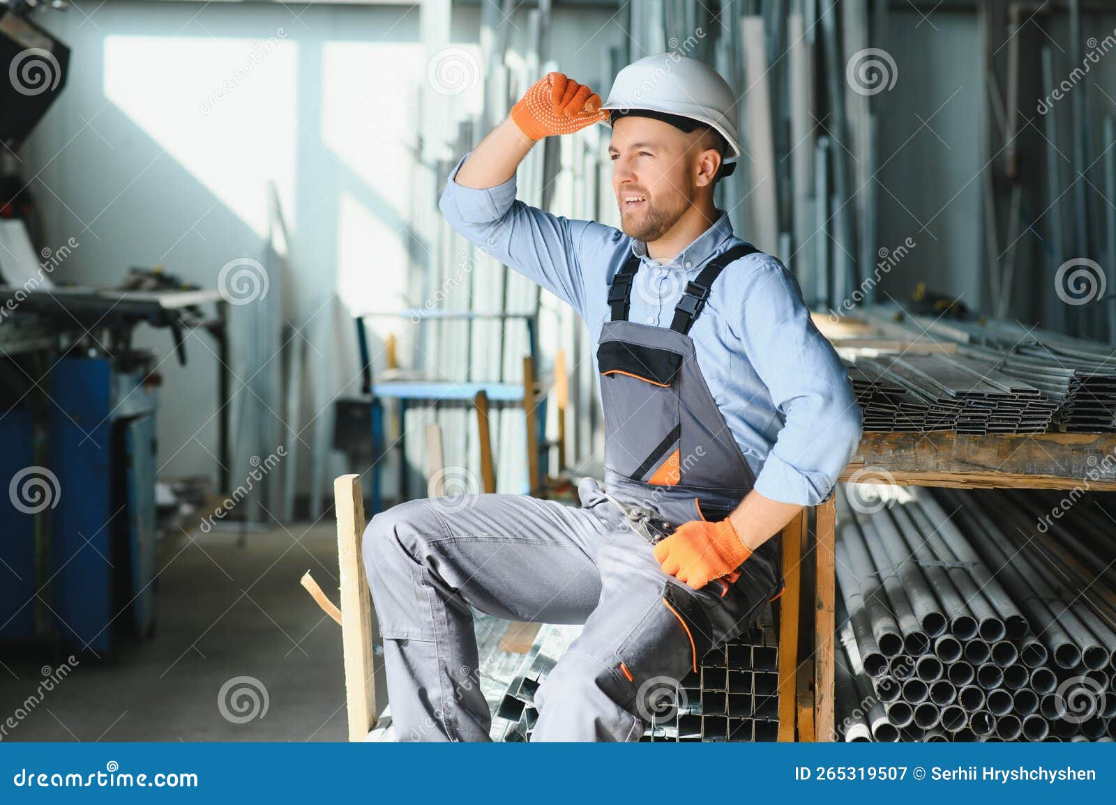 Portrait of Factory Worker. Young Handsome Factory Worker. Stock Image ...