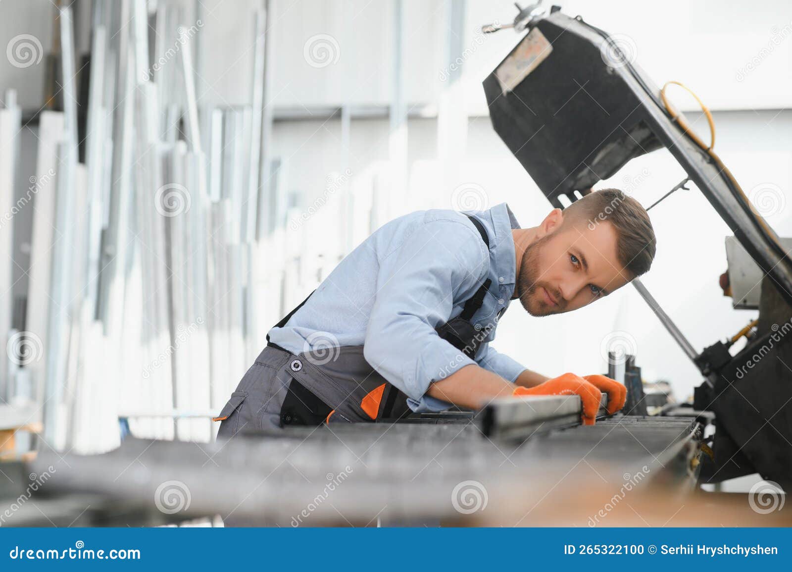 Portrait of Factory Worker. Young Handsome Factory Worker. Stock Photo ...