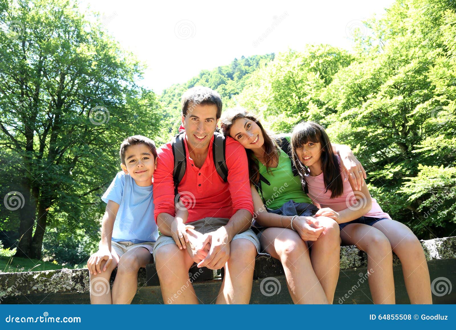 Portrait of Family in the Forest Stock Photo - Image of parents ...
