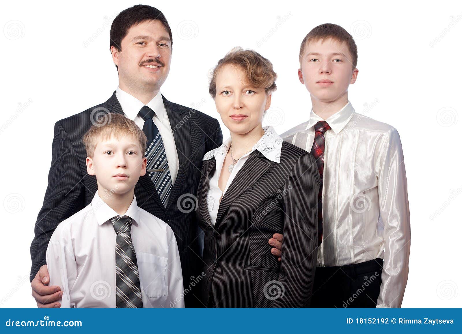 Portrait of Family of Four People in Suits Stock Photo - Image of ...