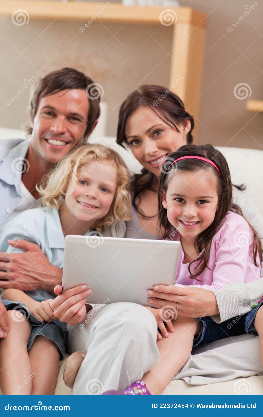 Portrait of a Family Using a Tablet Computer Stock Photo - Image of ...