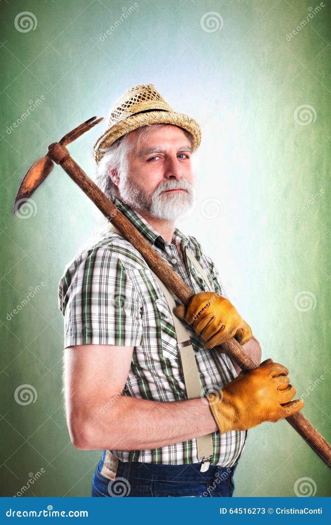 Portrait of Farmer with His Mattock Stock Image - Image of face, straw ...