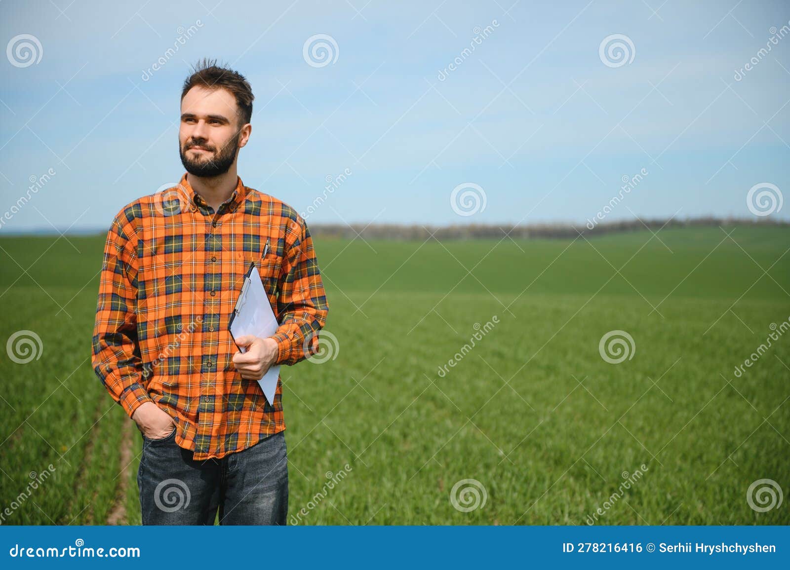 Portrait of Farmer Standing in Field. Stock Photo - Image of organic ...