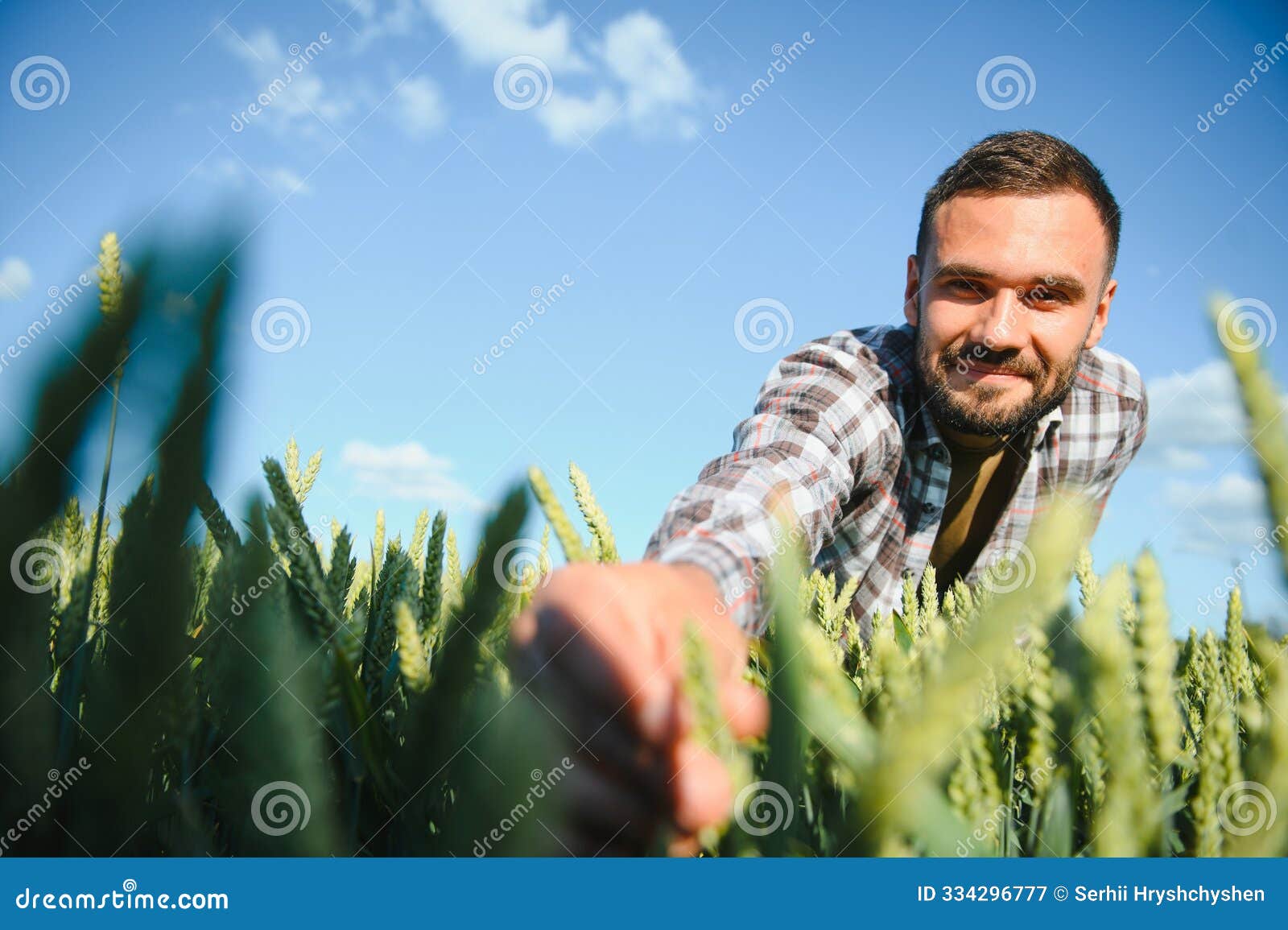 Portrait of Farmer Standing in Wheat Field Stock Image - Image of ...